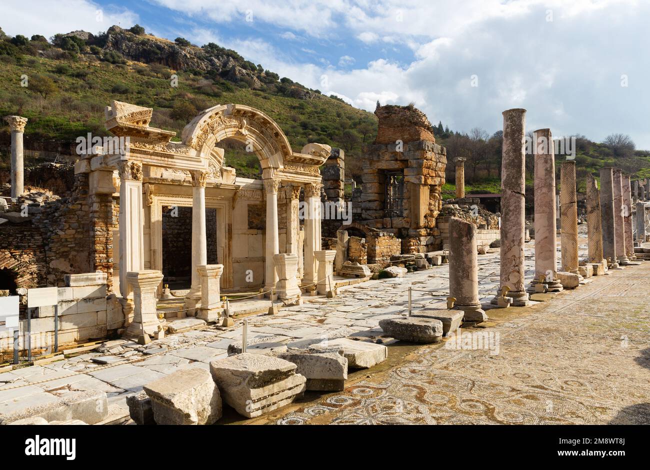 Temple of Hadrian. Roman building ruins in Ephesus. Turkey Stock Photo ...