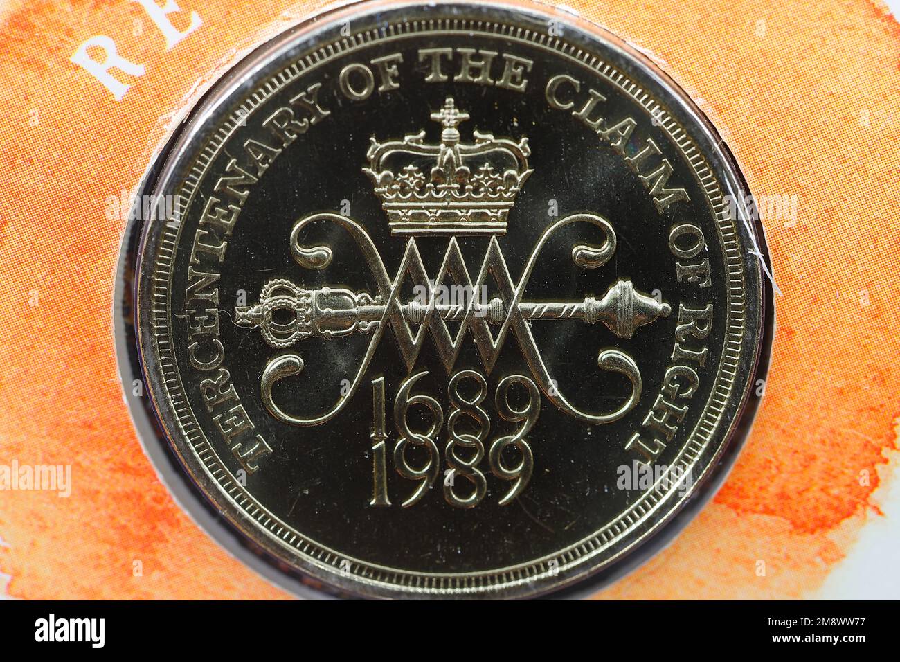 Claim of Rights commemorative £2 coin issued in 1989 Stock Photo - Alamy