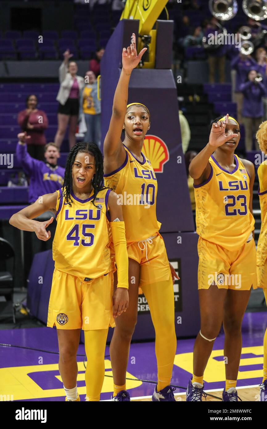 Baton Rouge, LA, USA. 15th Jan, 2023. LSU teammates Alexis Morris (45 ...