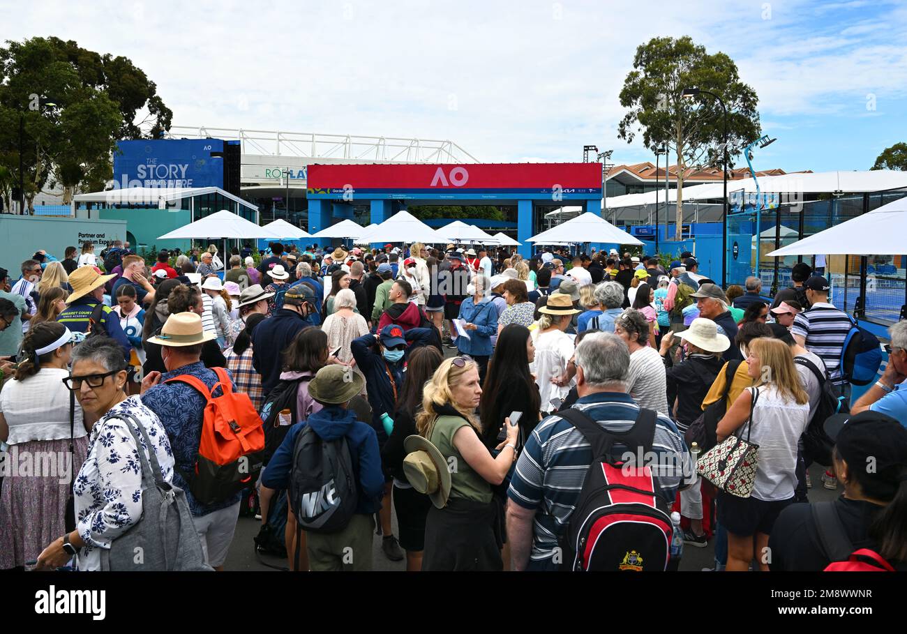 Spectators queue to enter through gates on Day 1 of the 2023 Australian ...
