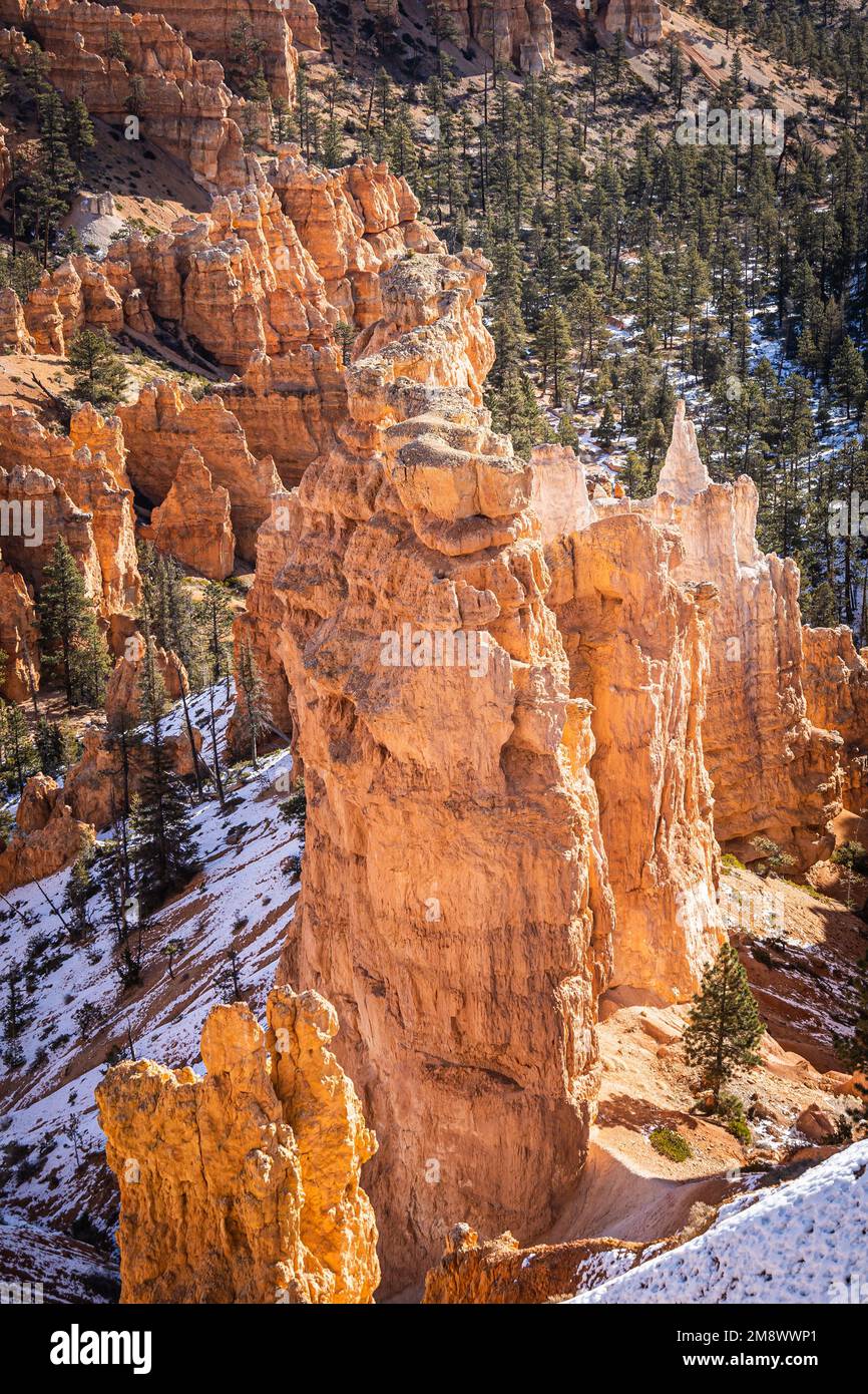 Winter scenery from Bryce Canyon National Park with brilliantly colored ...