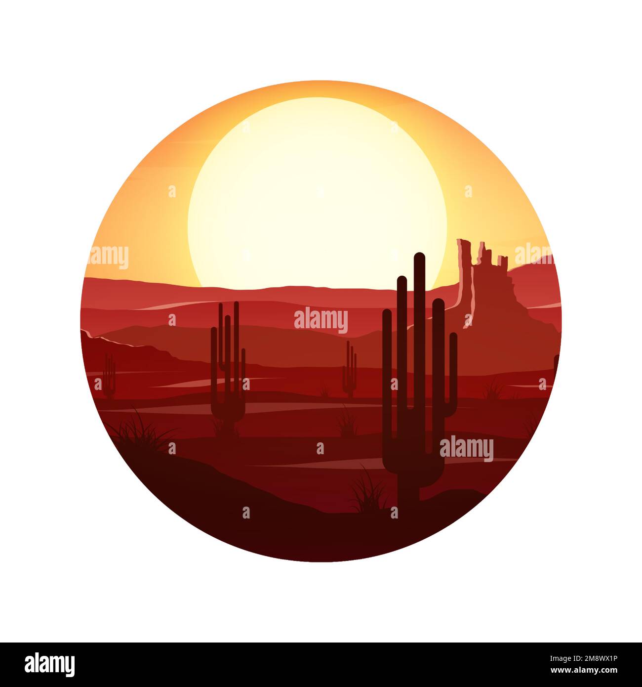 Colorful desert landscape with mountains, hills, sand dunes and ...