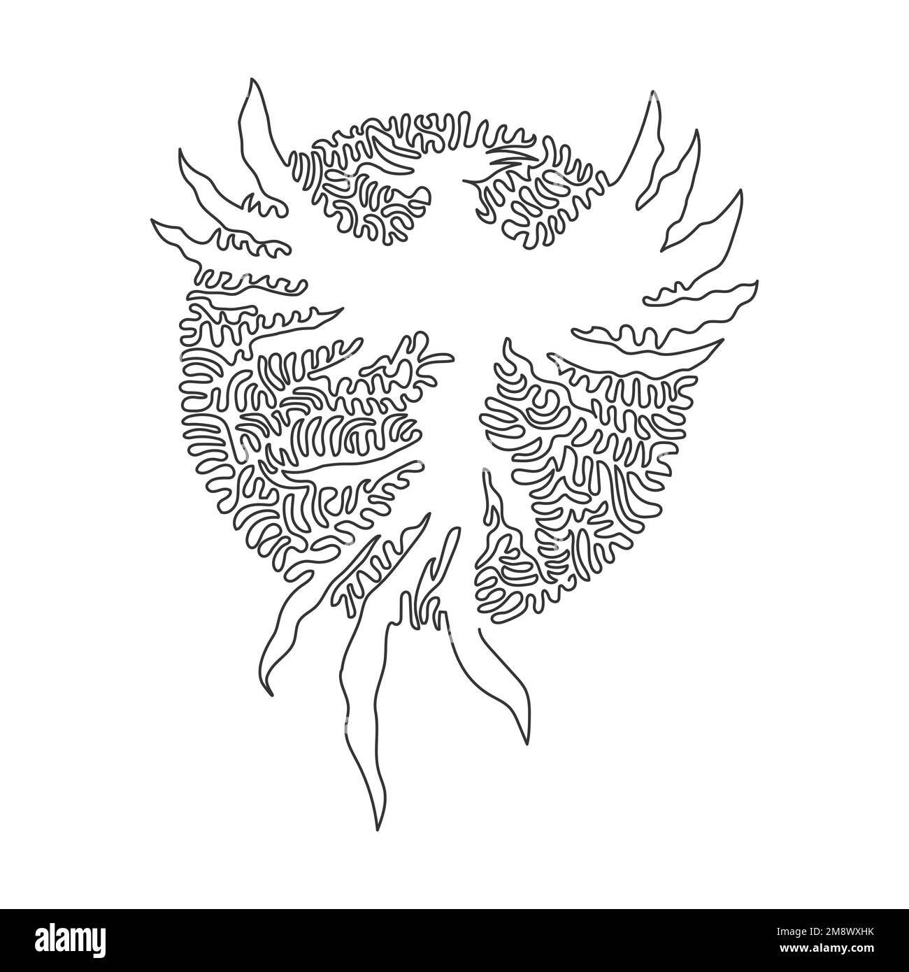 Continuous one line drawing of phoenix's huge mysterious bird. Single ...