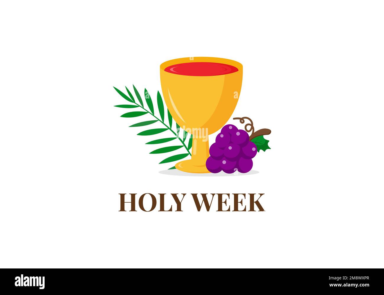 Christian greeting card or banner of the Holy Week before Easter. Wine ...