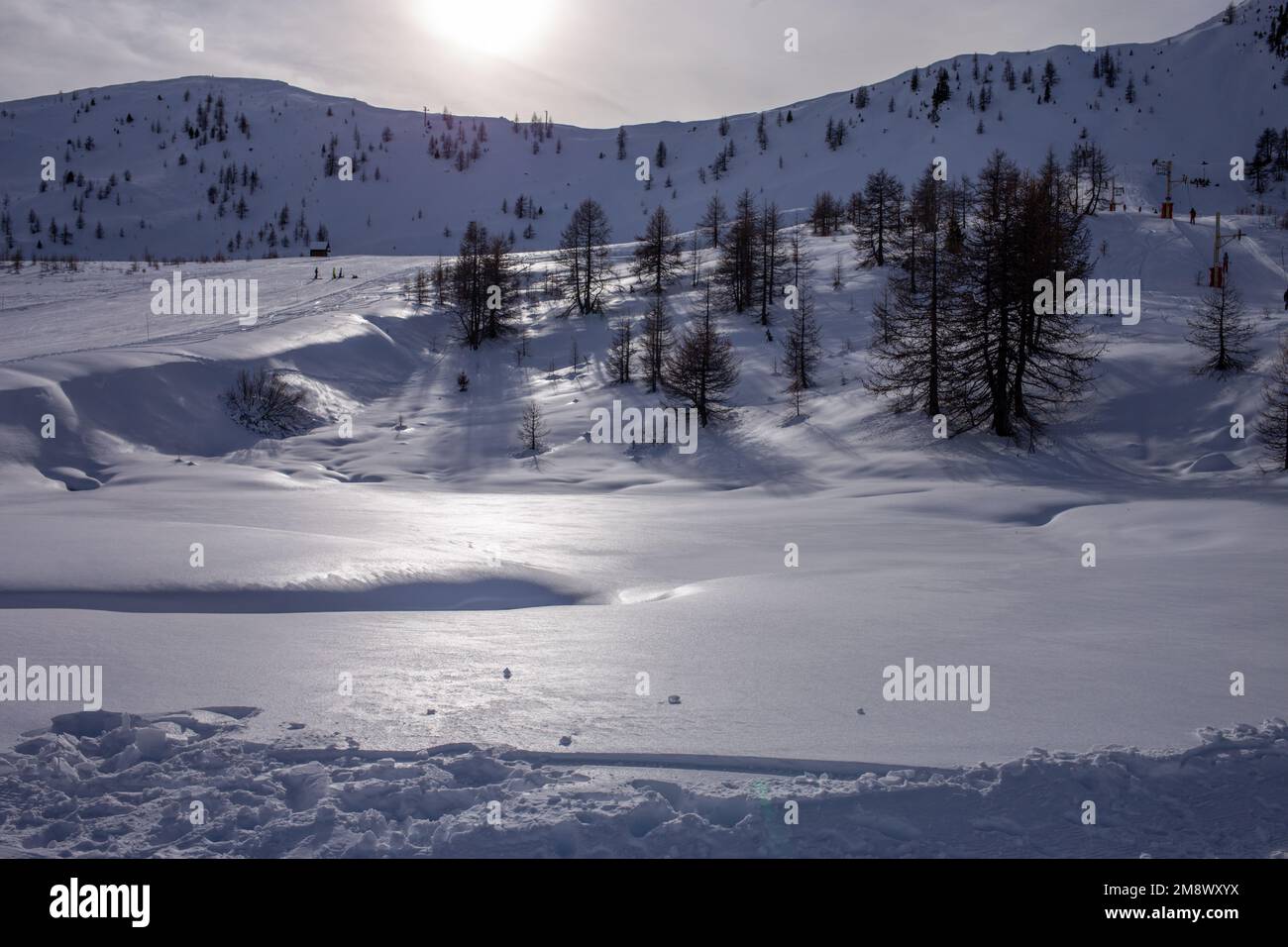 Winter snowy landscape. Nature scenery. Winter background. Alpine ...