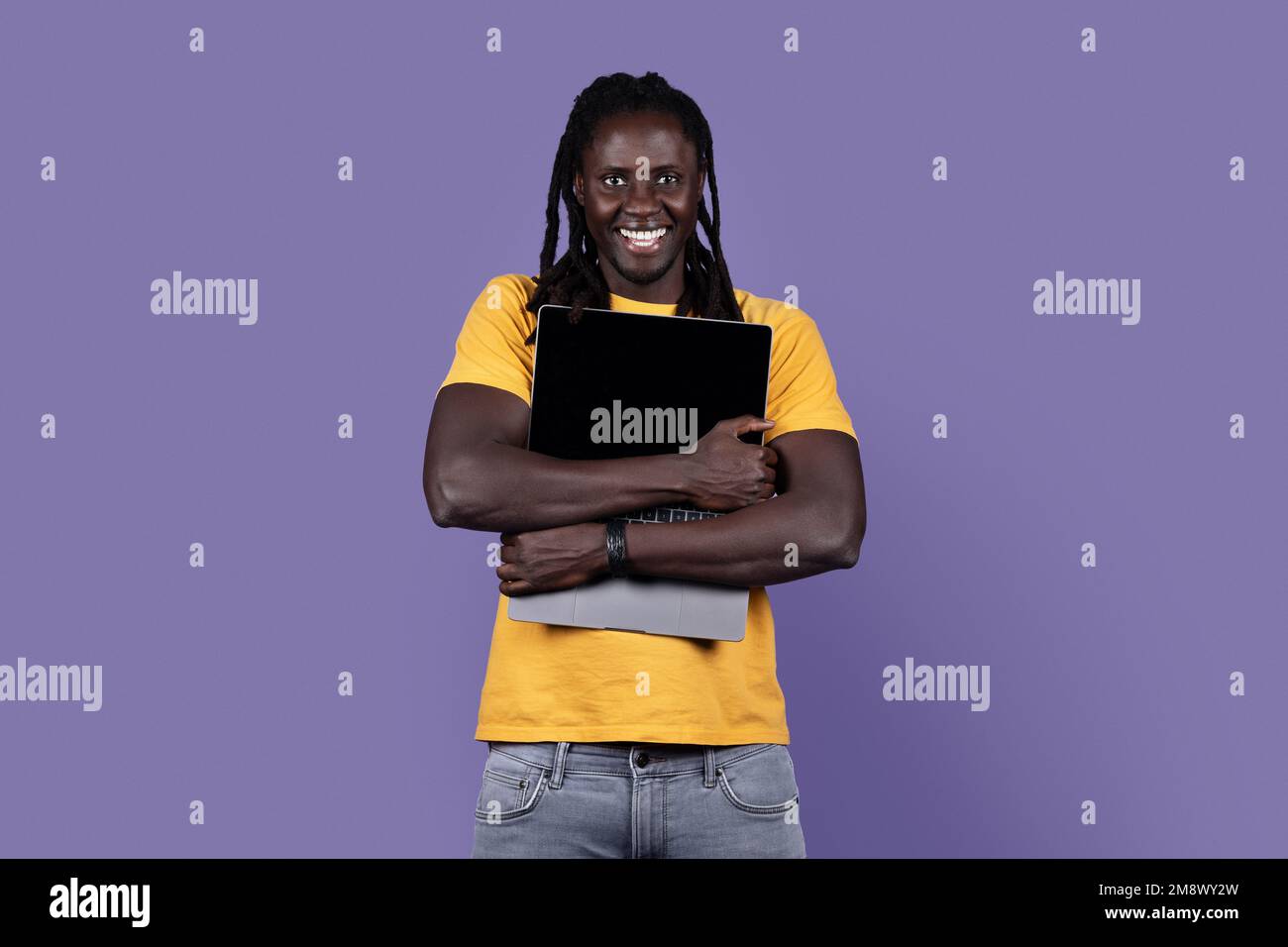 Millennial black guy hugging hi-res stock photography and images - Alamy