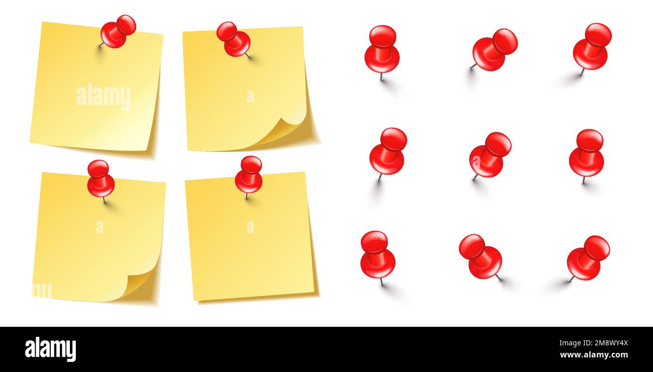 Realistic blank sticky notes isolated on white background. Yellow ...