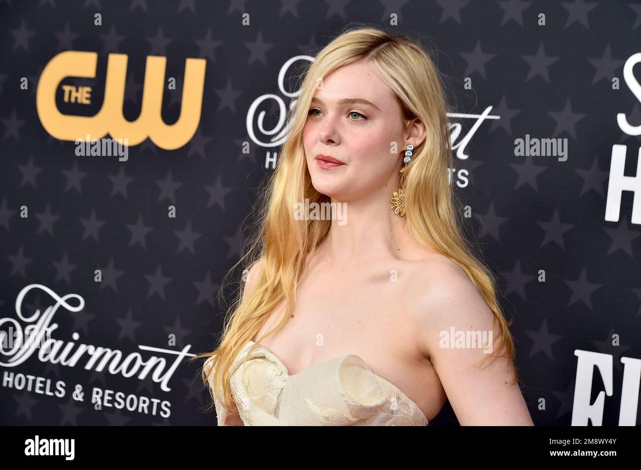 Elle Fanning arrives at the 28th annual Critics Choice Awards at The Fairmont Century Plaza ...