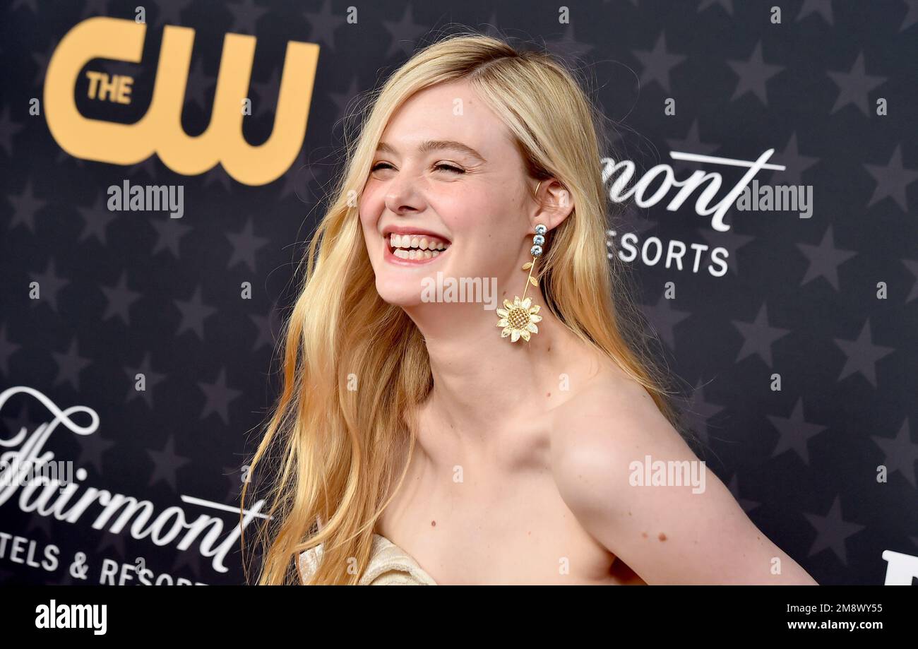 Elle Fanning arrives at the 28th annual Critics Choice Awards at The Fairmont Century Plaza ...
