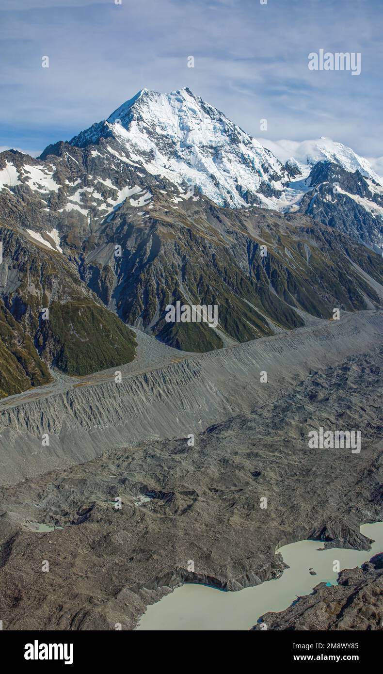 View of Mount Cook New Zealand seen from an aircraft flying at high ...
