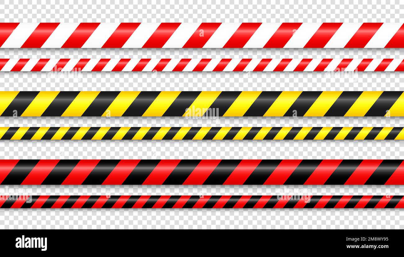 Realistic barricade construction tape. Yellow and red police warning ...