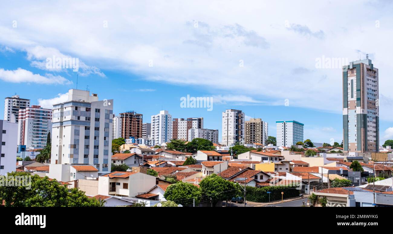 An aerial view of the city skyline of Bauru, Sao Paulo in Brazil Stock ...