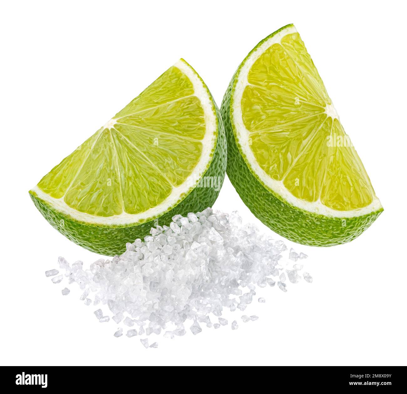 Lime slice with salt, margarita cocktail ingredient isolated on white ...