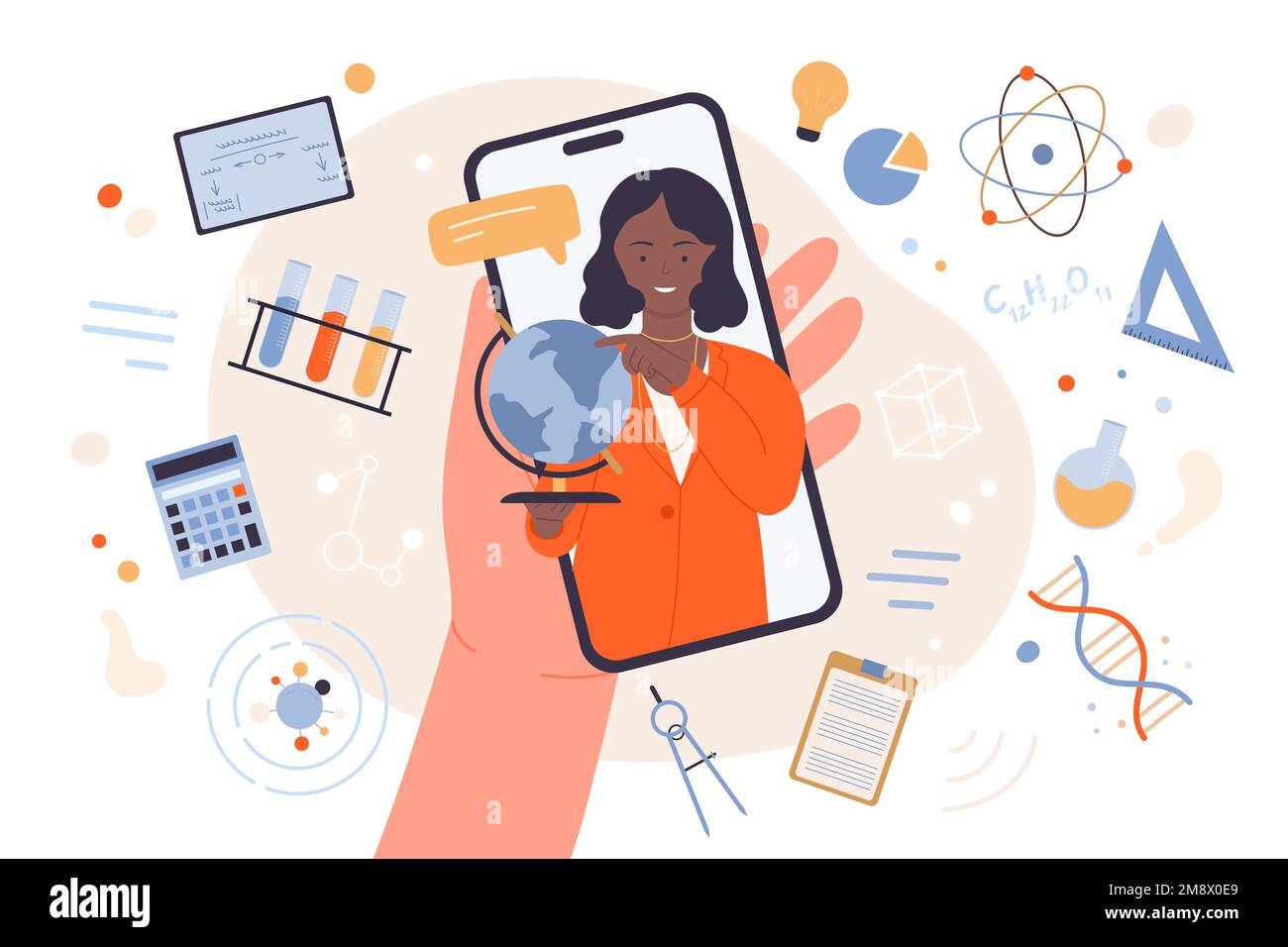 Online video lesson, distance education vector illustration. Cartoon ...