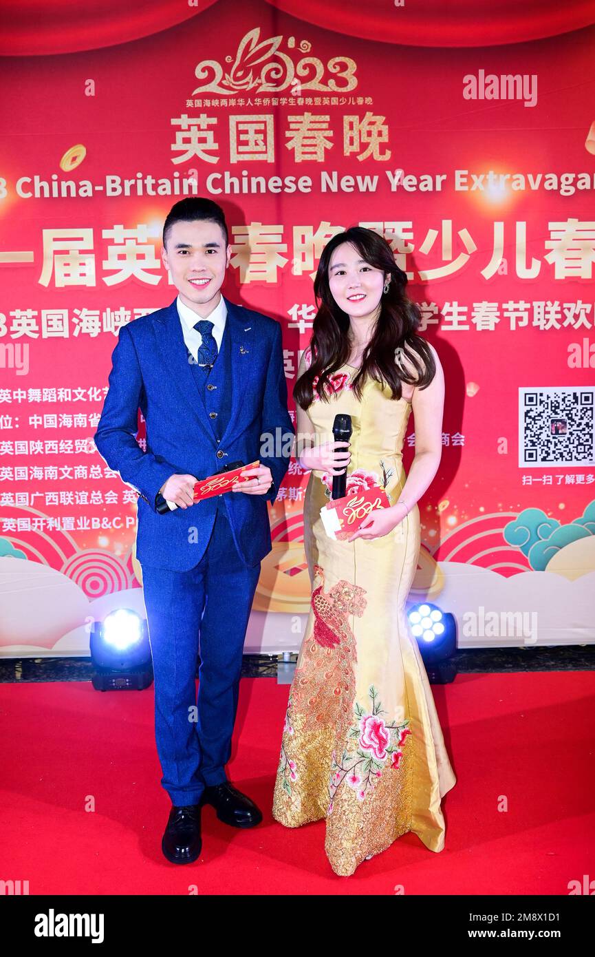 London, England, UK. January 15 2023. Presenters Jian Niu and Li Jiamei ...