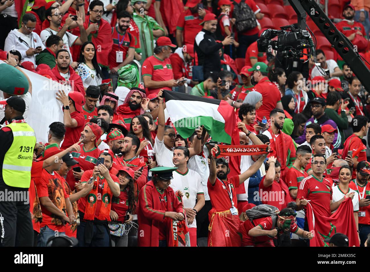 Palestine flags in action during the FIFA 2022 World Cup group match ...