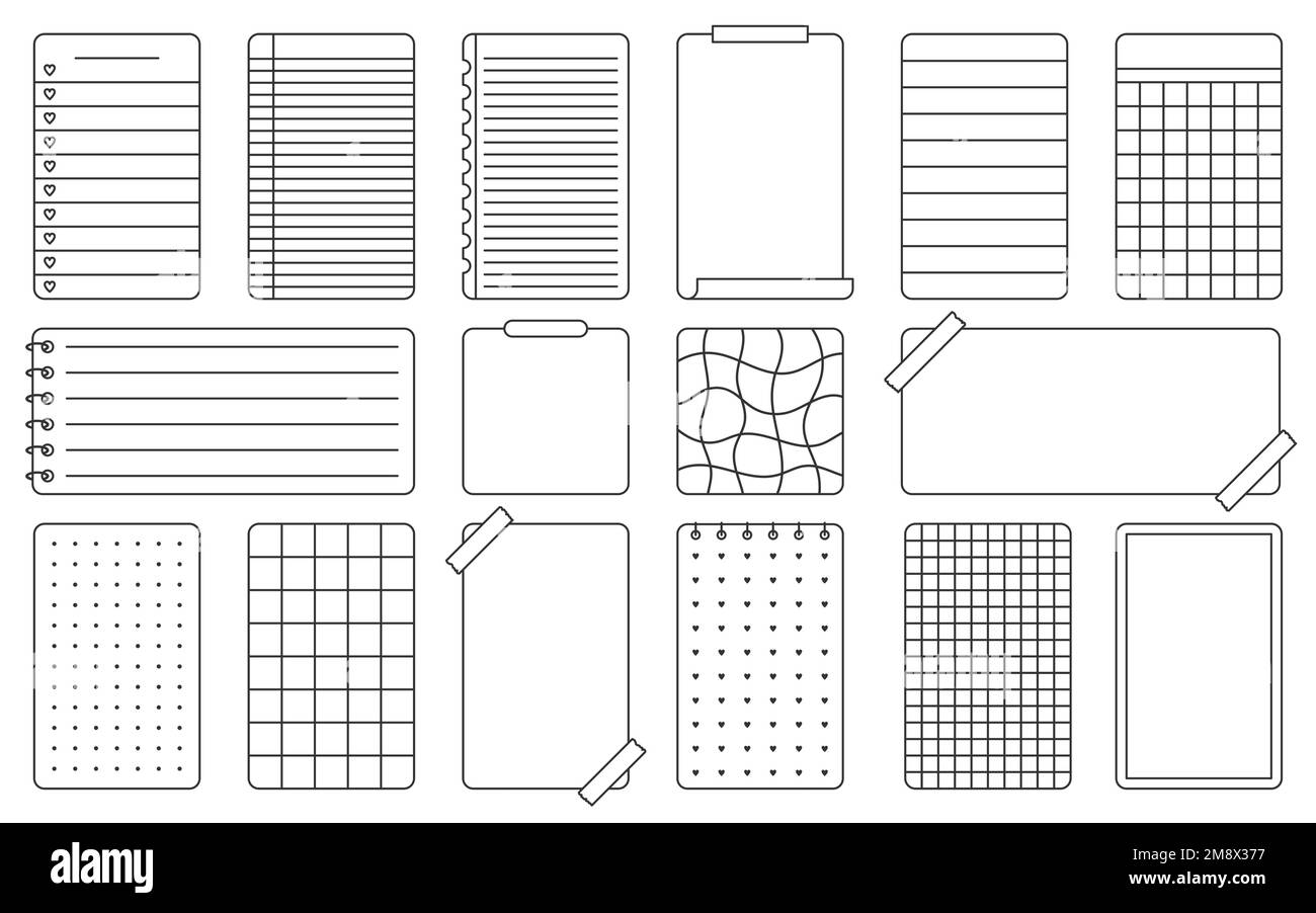 Sheet notepad sticker planner listblack line set. Vertical horizontal ...