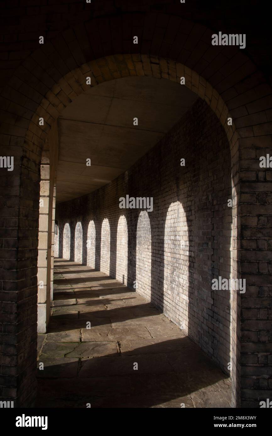 Sunlight casting shadows across Brompton Cemetery's distinctive ...