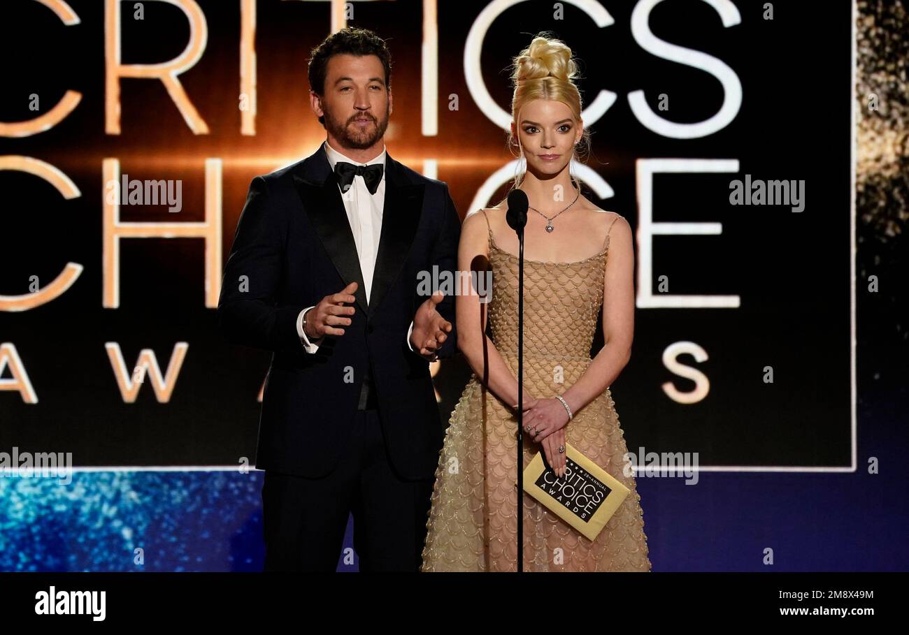 Miles Teller, left, and Anya Taylor-Joy present the award for best ...