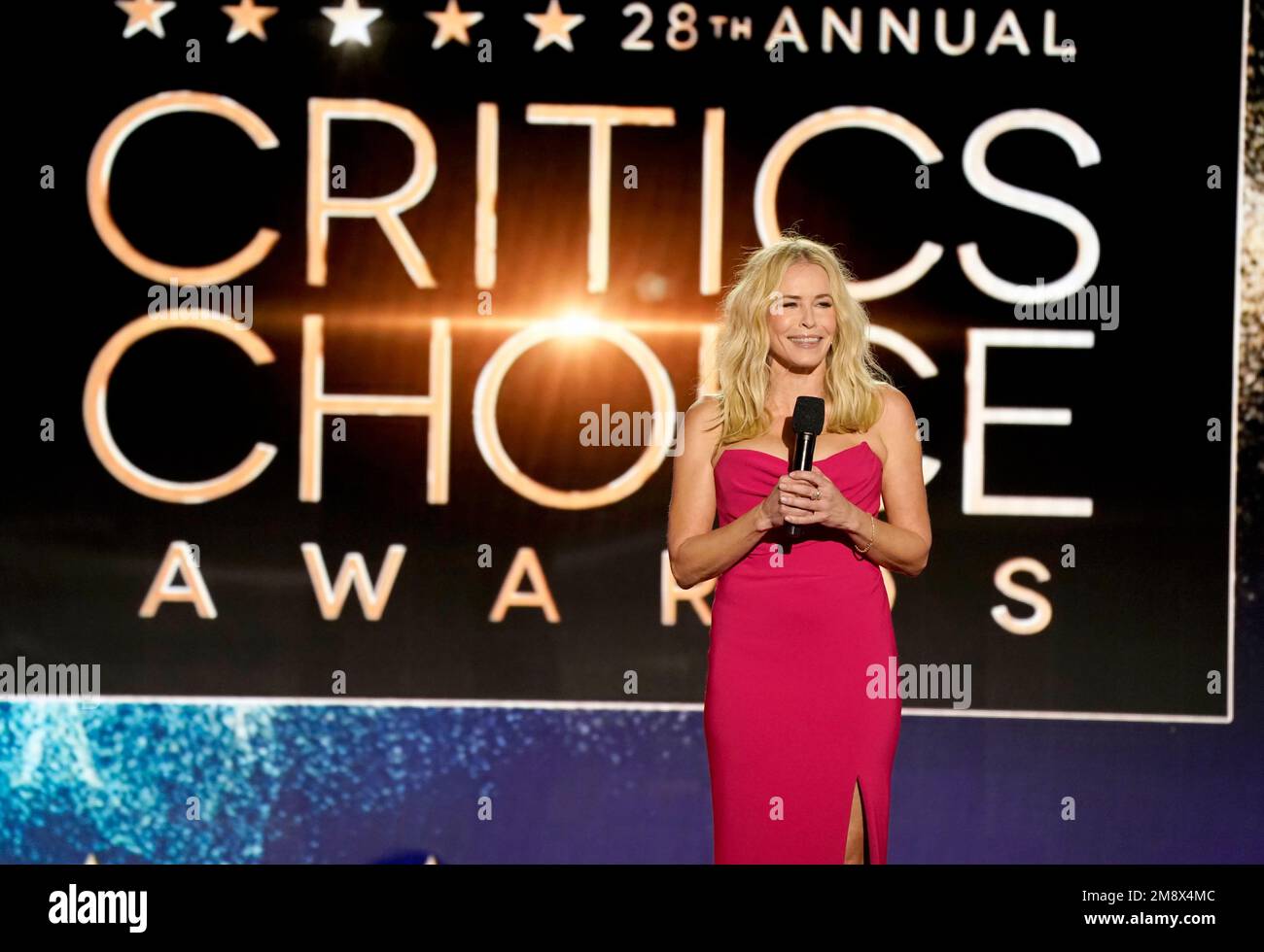 Host Chelsea Handler speaks at the 28th annual Critics Choice Awards at ...