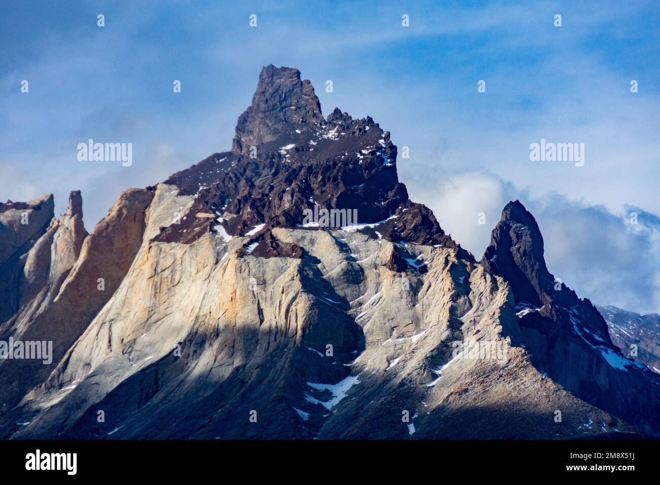 A scenic view of the Paine horns of the Torres del Paine National park ...