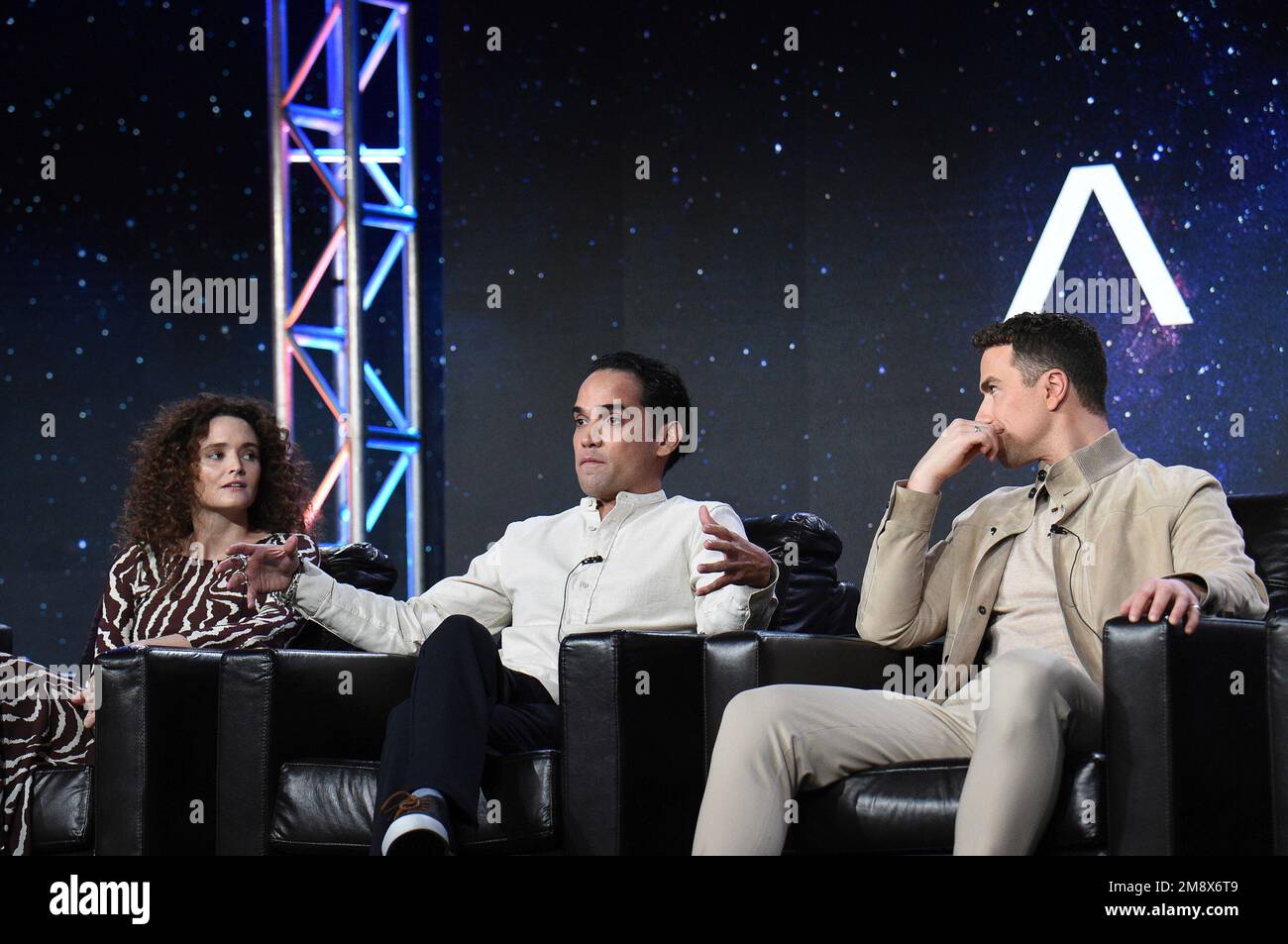 Christie Burke, from left, Reece Ritchie and Richard Fleeshman ...