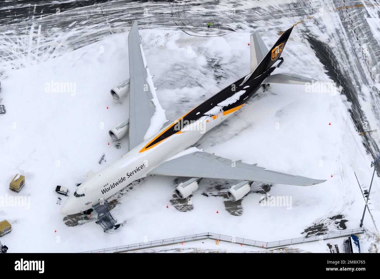 UPS Cargo Boeing 747-8F aircraft parked at Anchorage Airport after a ...