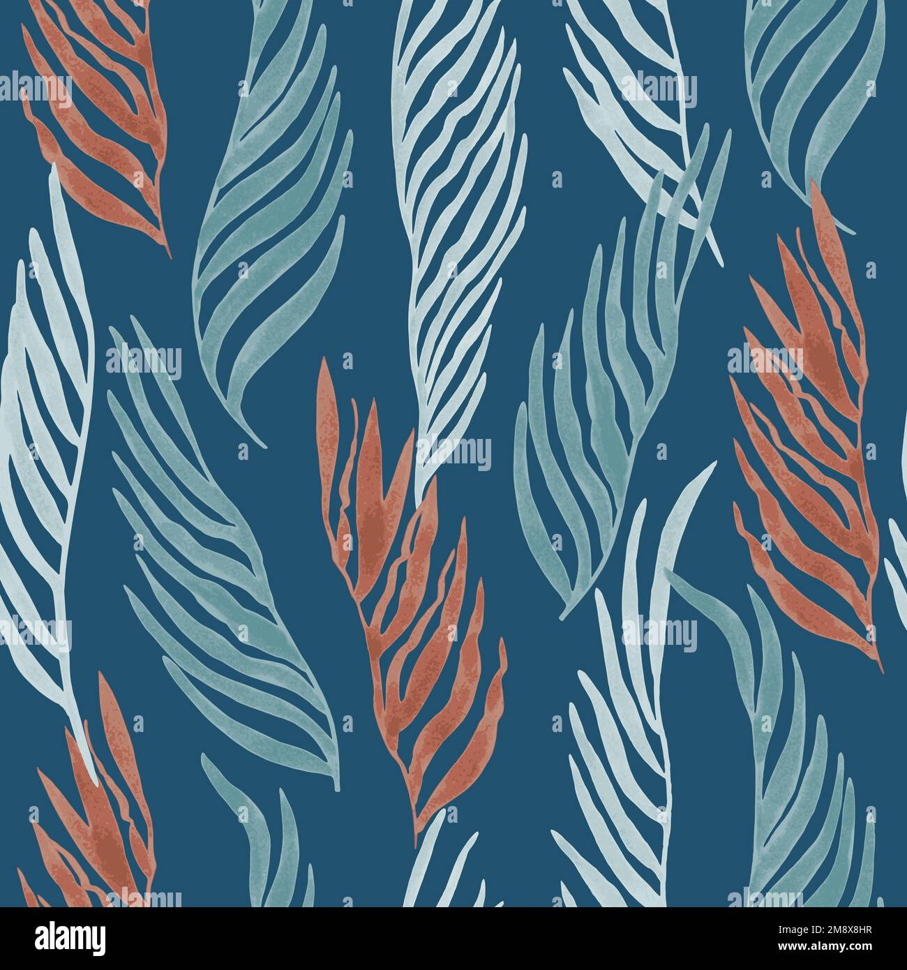 Seamless pattern with abstract sea weed leaves. Vector background for ...