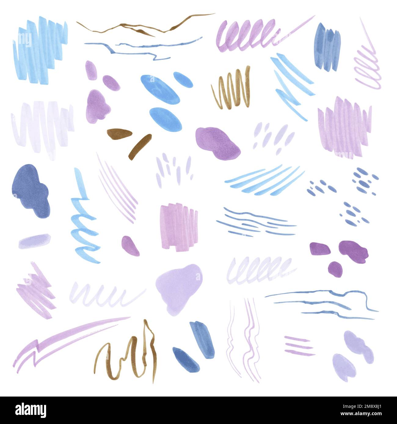 Set of strokes with felt pens and markers. Big collection of vector ...