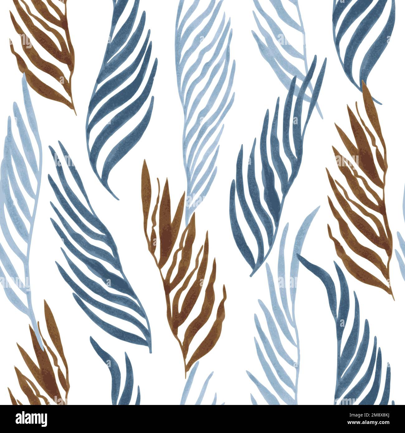 Seamless pattern with abstract sea weed leaves. Vector background for ...