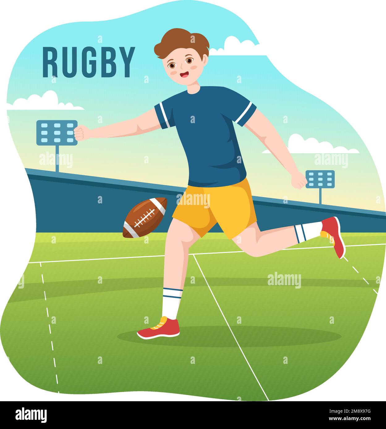 Rugby Player Running Illustration with a Ball in Championship Sport for ...