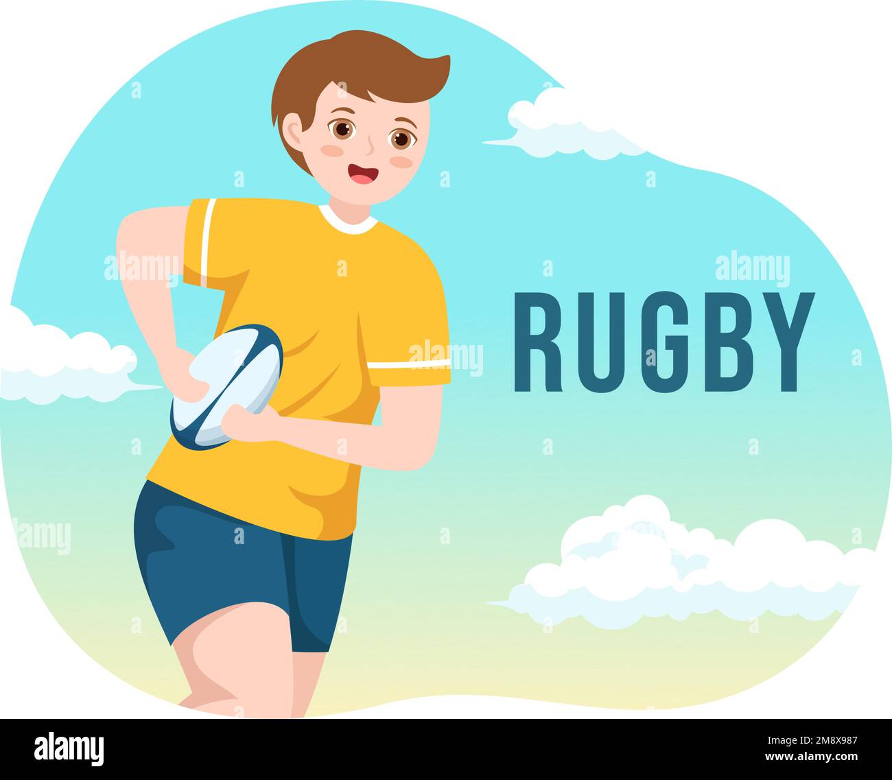Rugby Player Running Illustration with a Ball in Championship Sport for ...