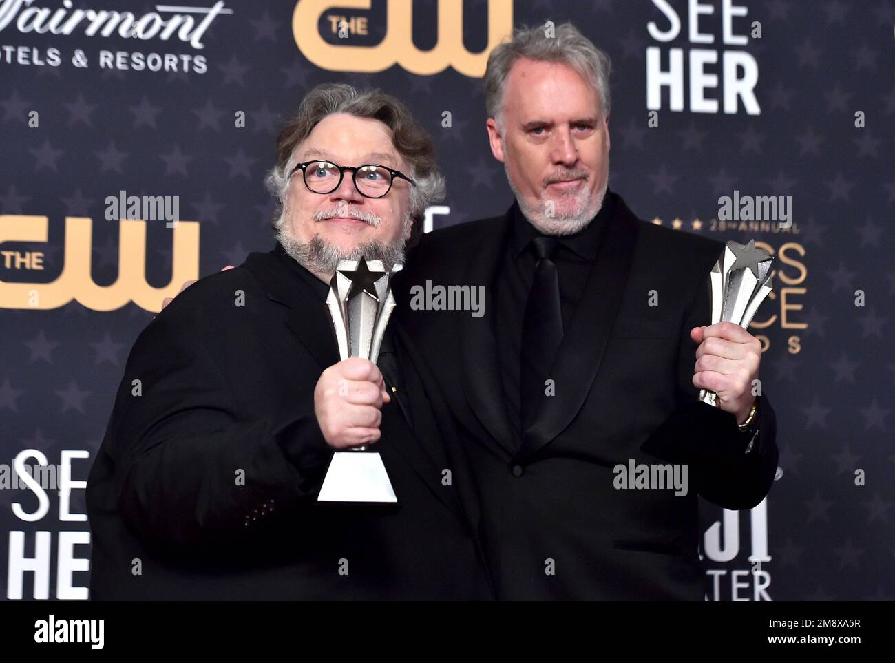 Guillermo del Toro, left, and Mark Gustafson pose with the award for ...