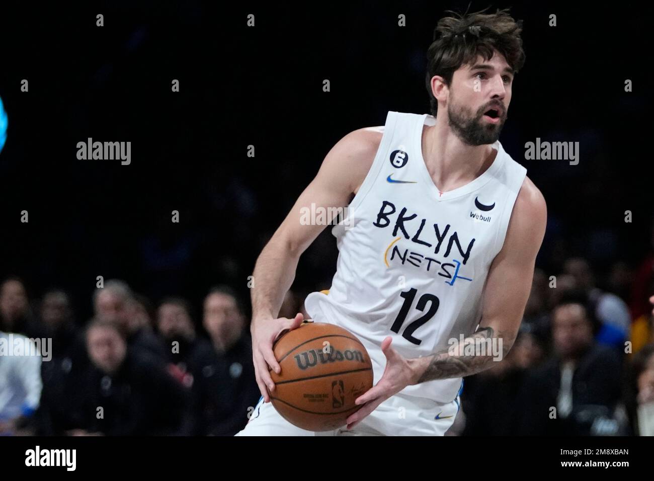 Brooklyn Nets' Joe Harris (12) during the first half of an NBA ...
