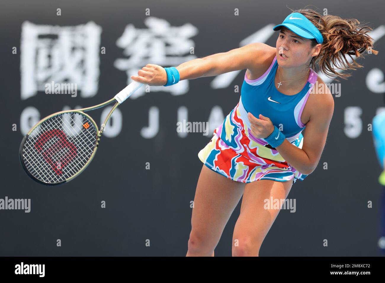 Melbourne, Australia. 16th Jan, 2023. Emma Raducanu of United Kingdom serves during round 1 ...