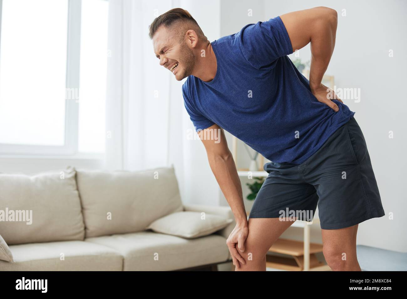 Man backache neck and shoulder pain, inflammation of muscles and ...