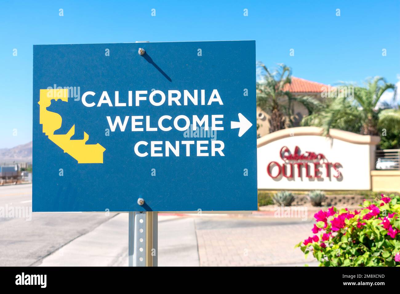 California Welcome Center sign, logo and direction at service center ...