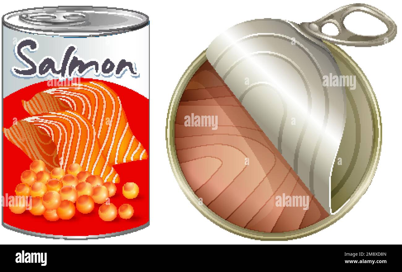 Canned salmon isolated Stock Vector Images - Alamy