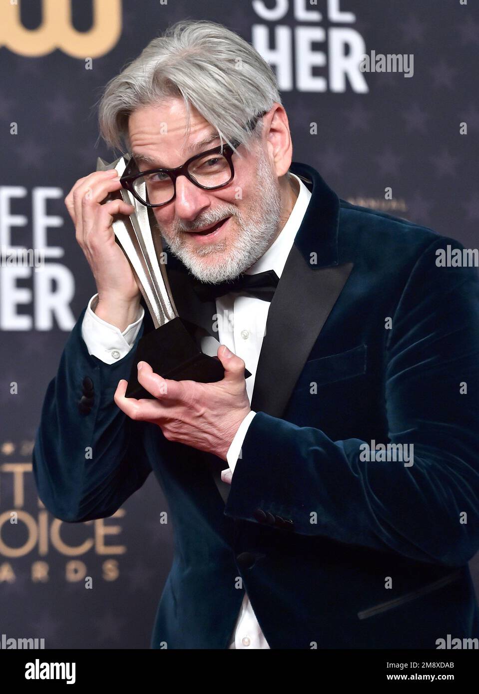 Peter Gould poses with the award for best drama series for "Better Call ...