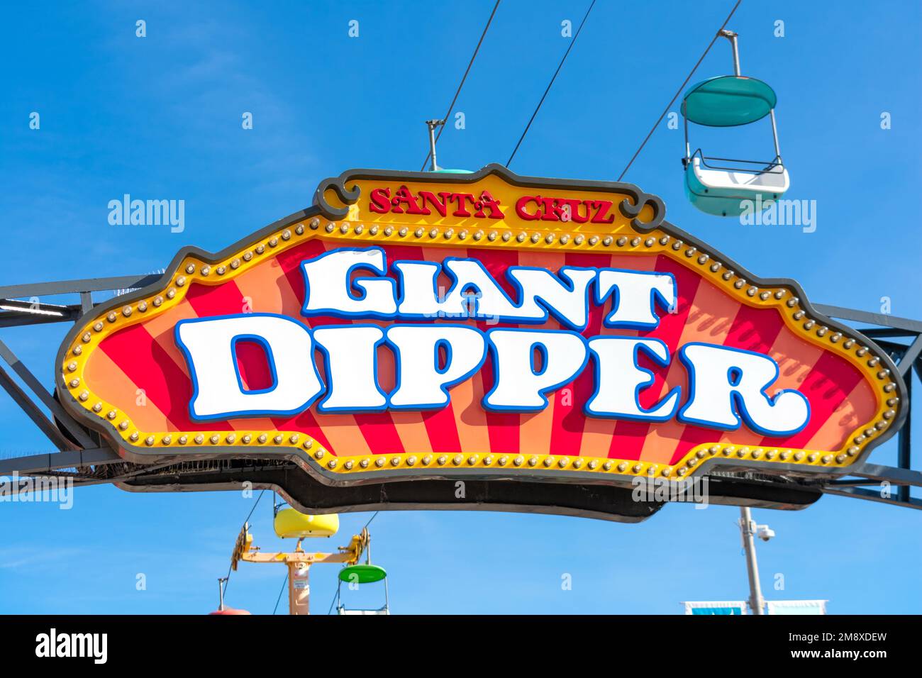 Giant Dipper sign of a historic wooden roller coaster located at the ...