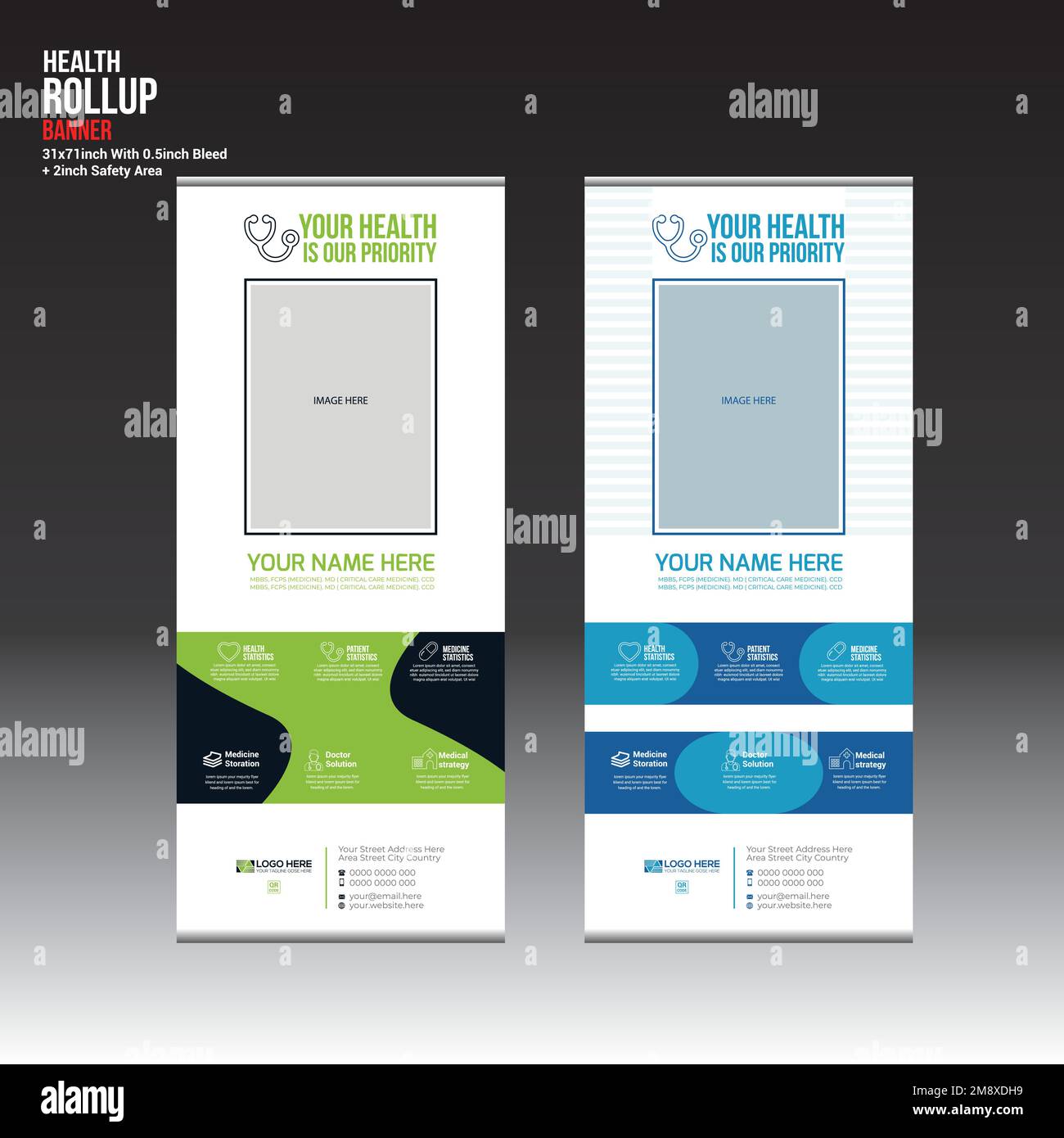 health vector roll up banner design Stock Vector Image & Art - Alamy