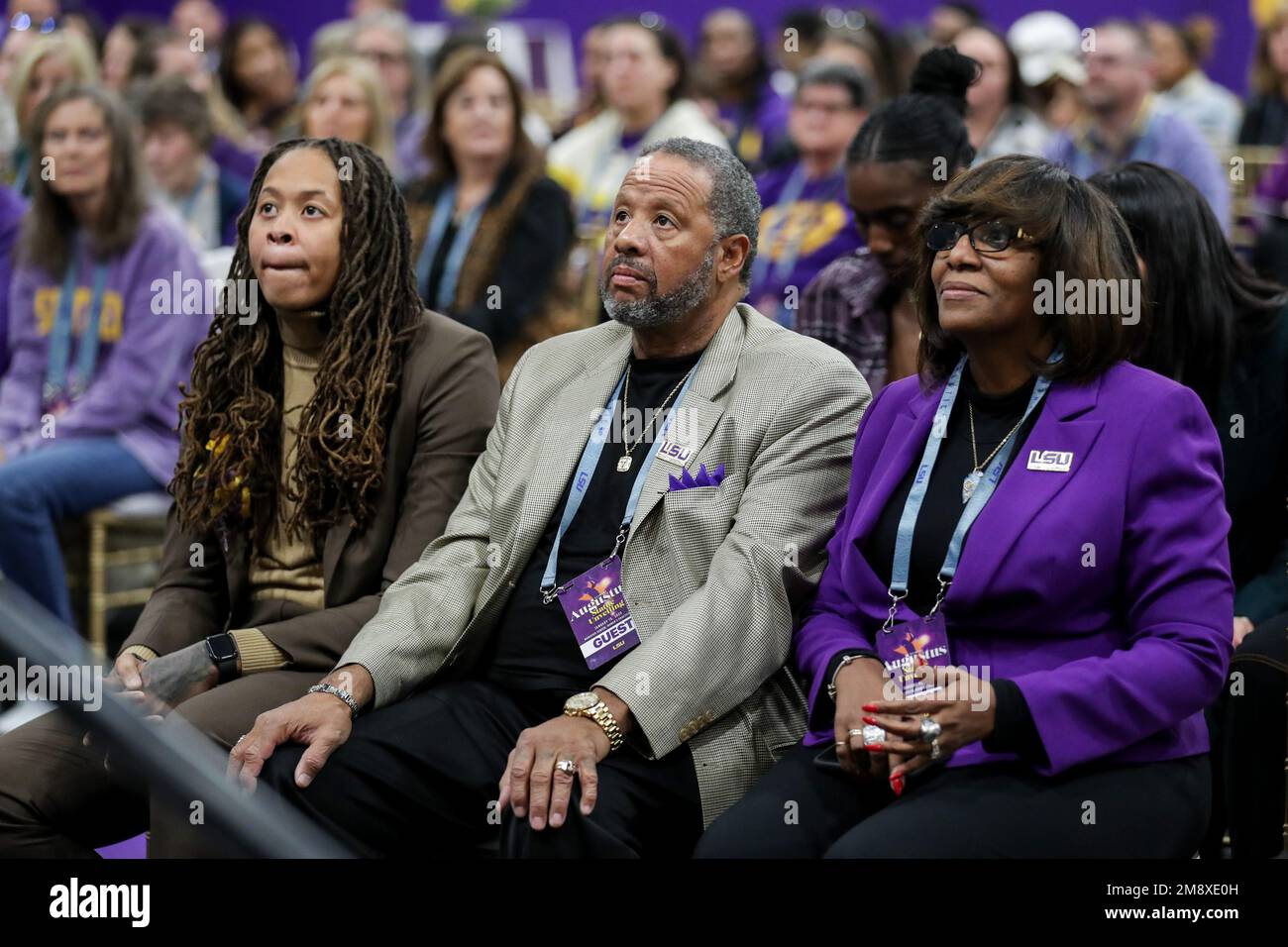 Baton Rouge, LA, USA. 15th Jan, 2023. Seymore and Kim Augustus sit next ...