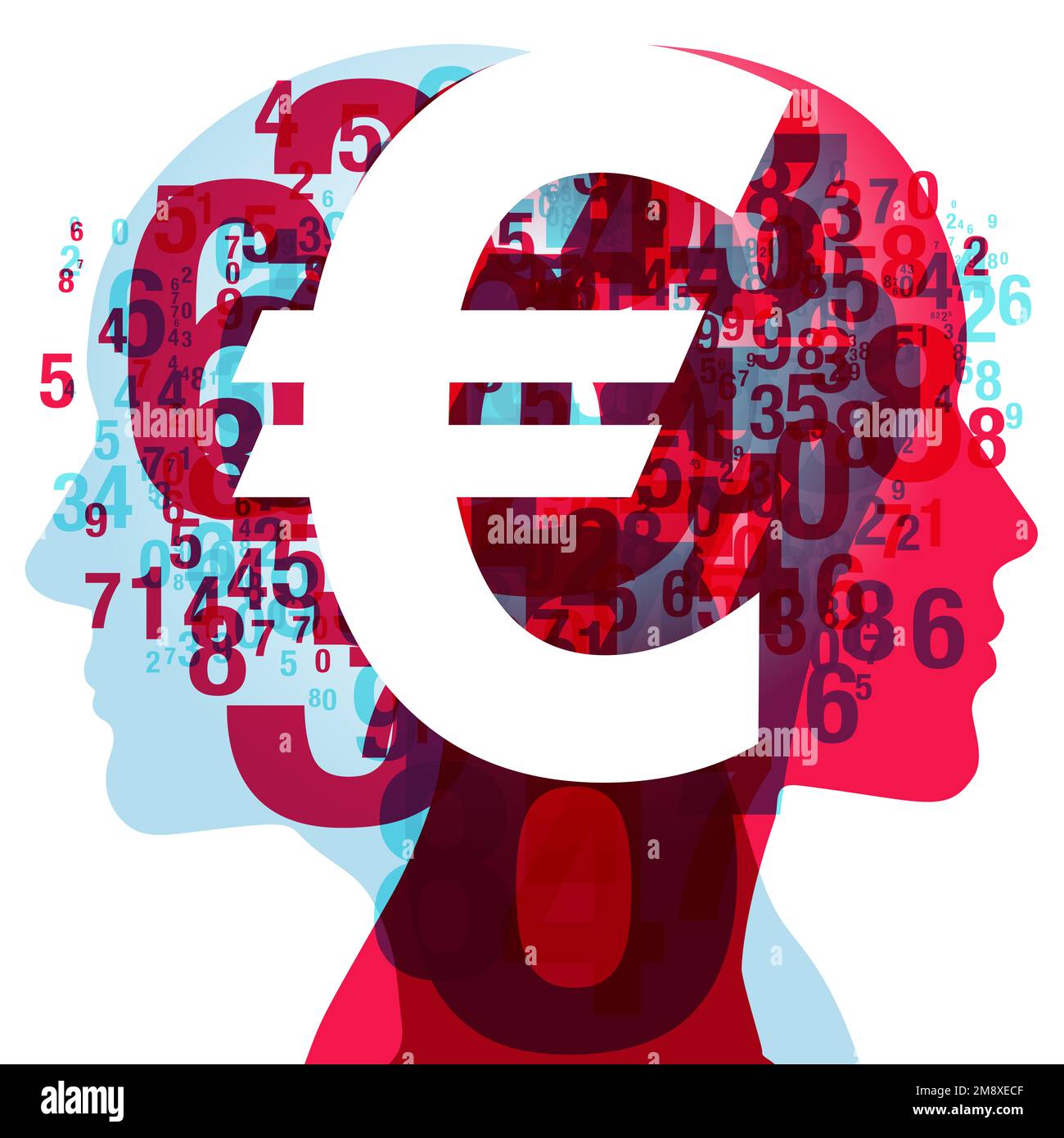 A male & female side back-to-back silhouette overlaid with various ...