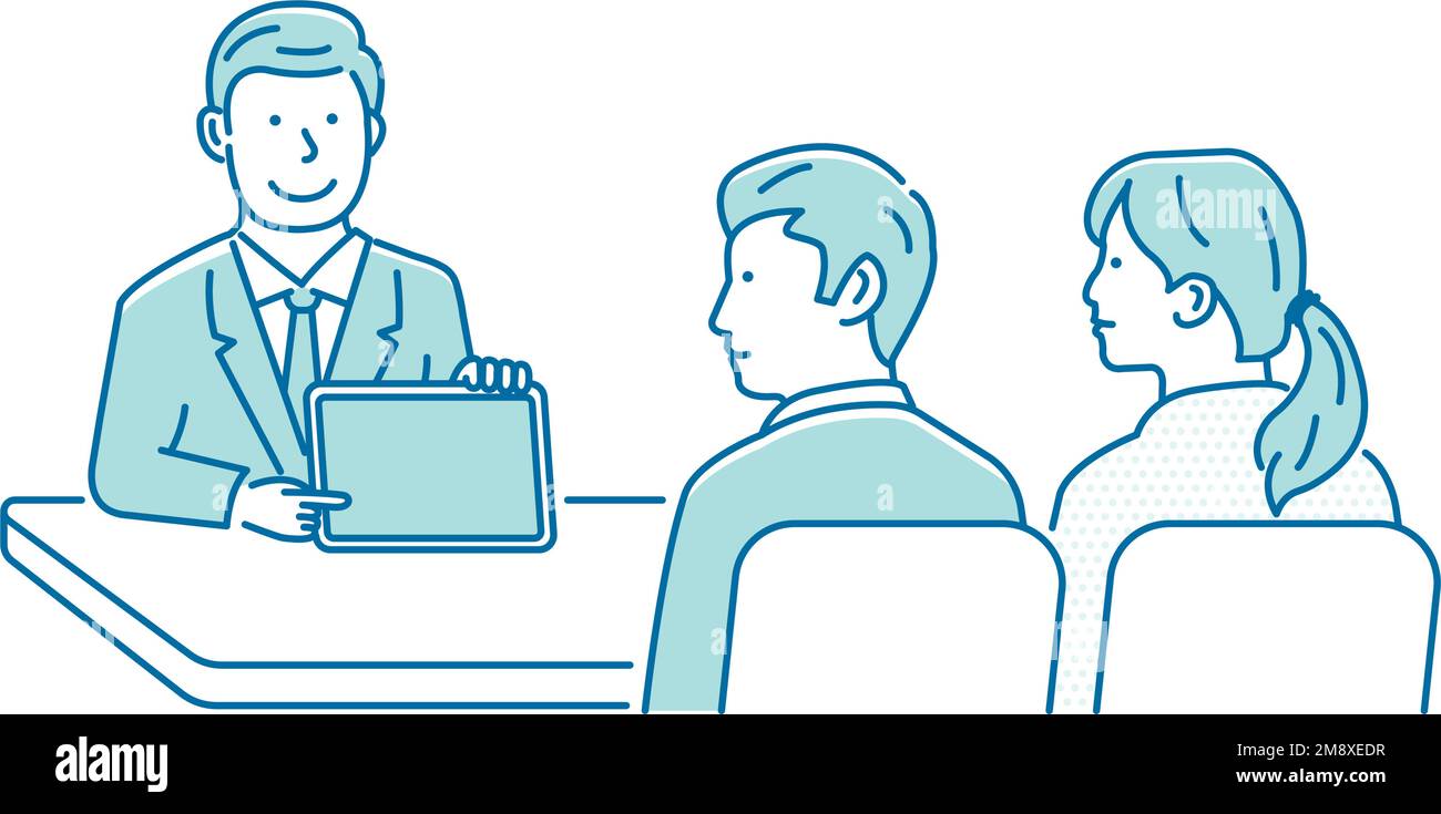 Vector illustration of a meeting between a salesperson and a customer ...