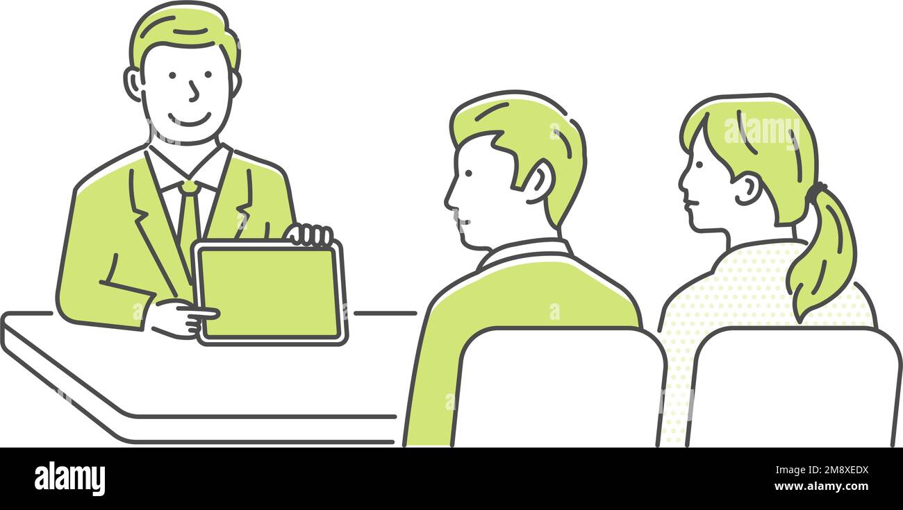 Vector illustration of a meeting between a salesperson and a customer ...