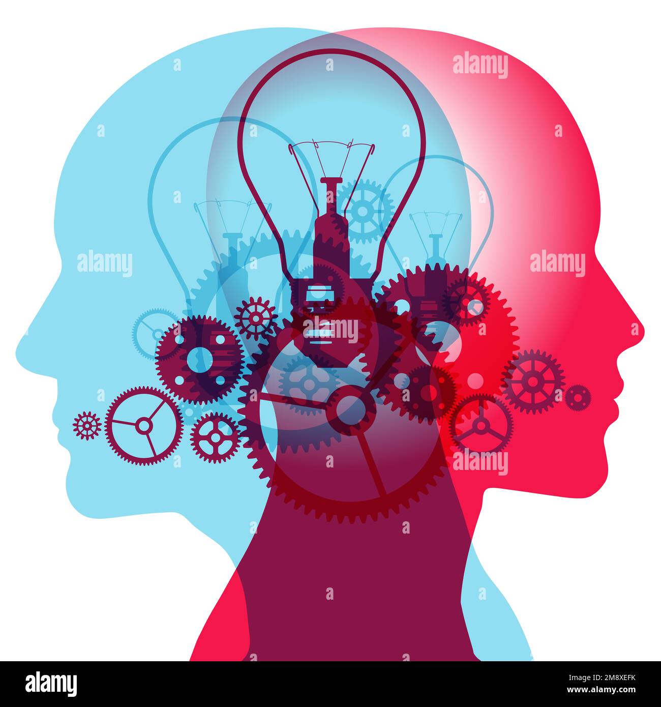 2-person back-to-back side silhouette overlaid with various sized ...