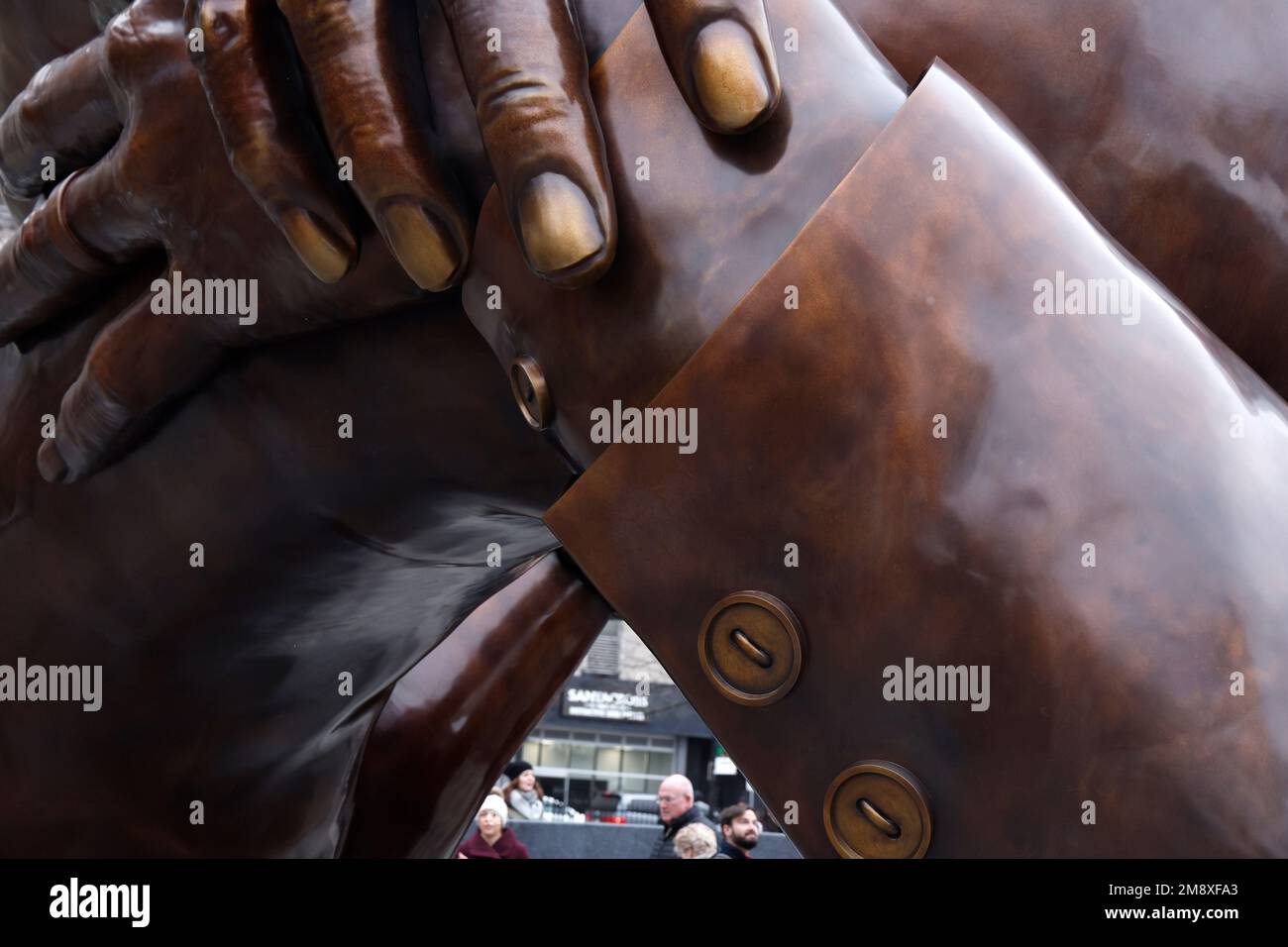 Boston, USA. 15th Jan, 2023. People visit the sculpture entitled “The ...
