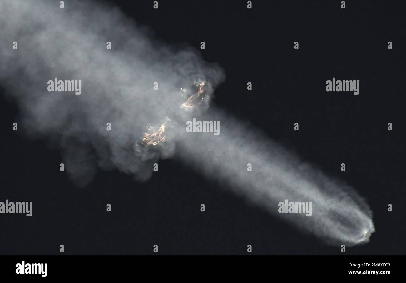 A SpaceX Falcon Heavy rocket heads for orbit after launching from pad ...