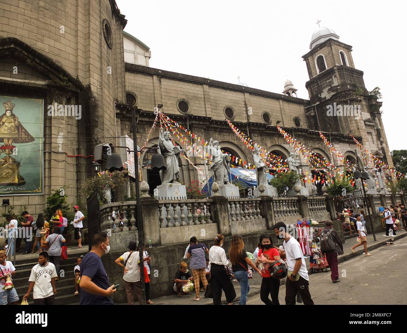 There are banderitas use as colorful trimming marking as fiesta banners hanging outside the ...