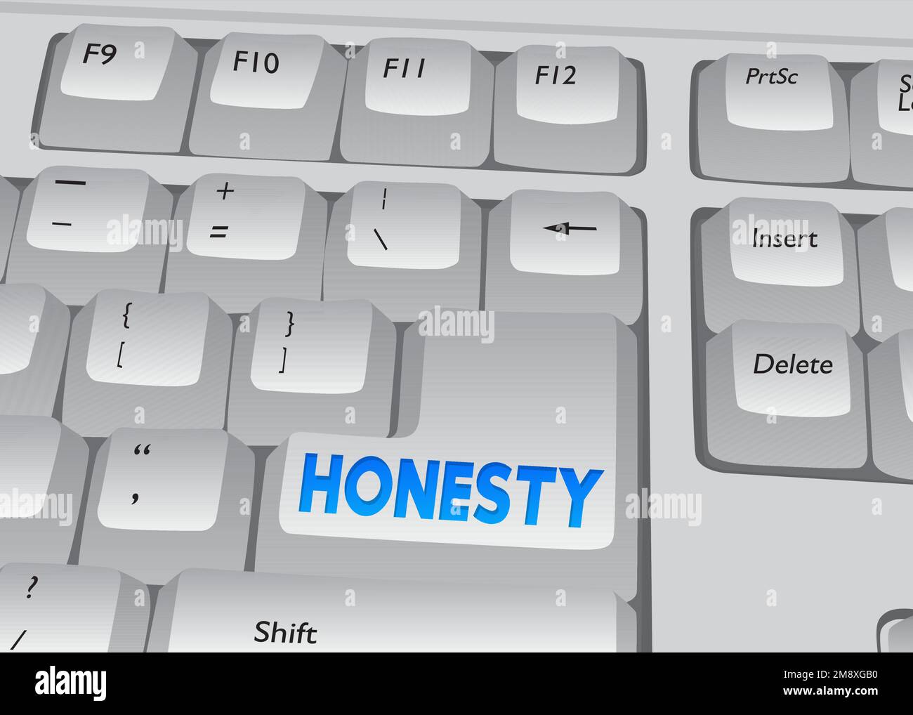 Computer Keyboard with Honesty text. Close-up of an electronic Computer ...